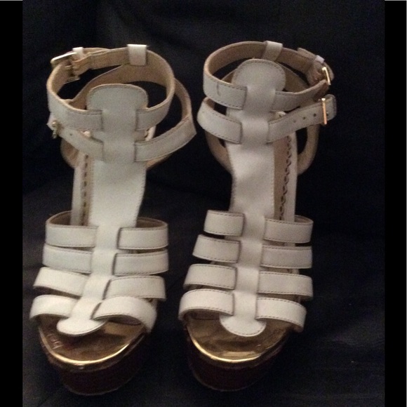 bebe | Shoes | Bebe White Platform High Heels | Poshmark